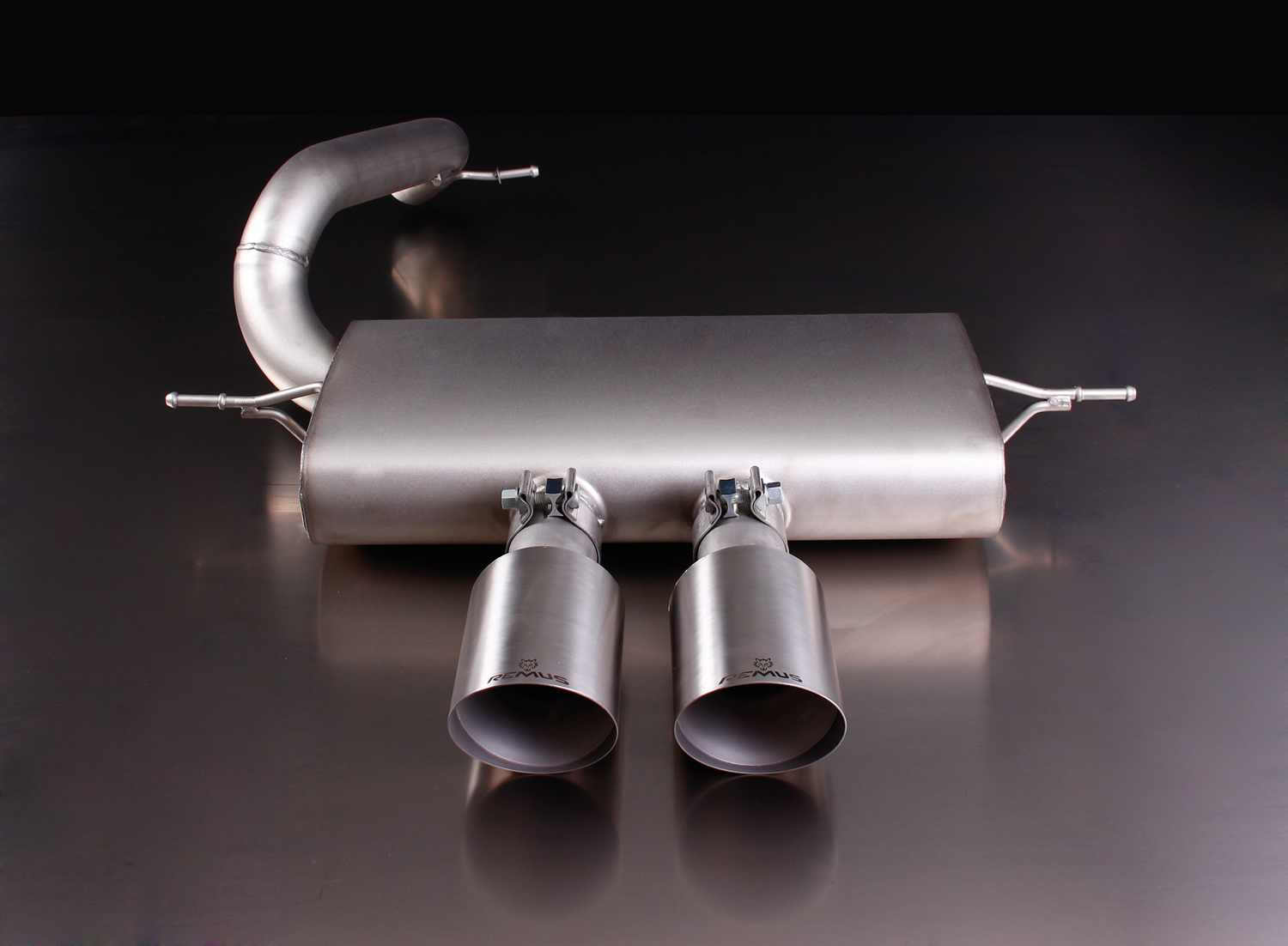 Racing sport exhaust centered with 2 tail pipes Ø 115 mm angled ...
